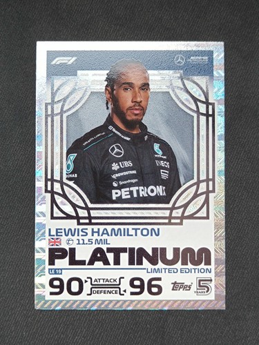 Lewis Hamilton Platinum Limited Edition (LE19) Topps F1 Turbo Attax ...
