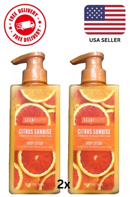 New Lot of 2 Scent Happy Body Lotion CITRUS SUNRISE Orange & Peach ...