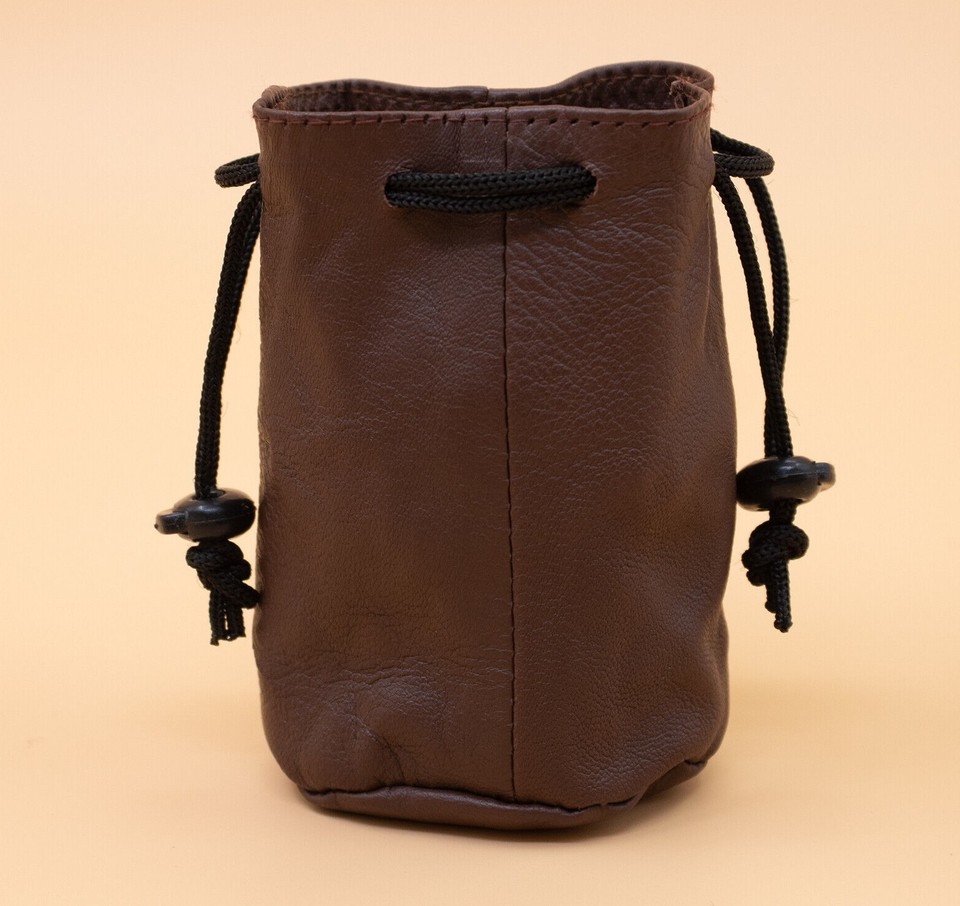 Soft Leather Round Drawstring Pouch Coin Soft Women Wrist Multiple ...