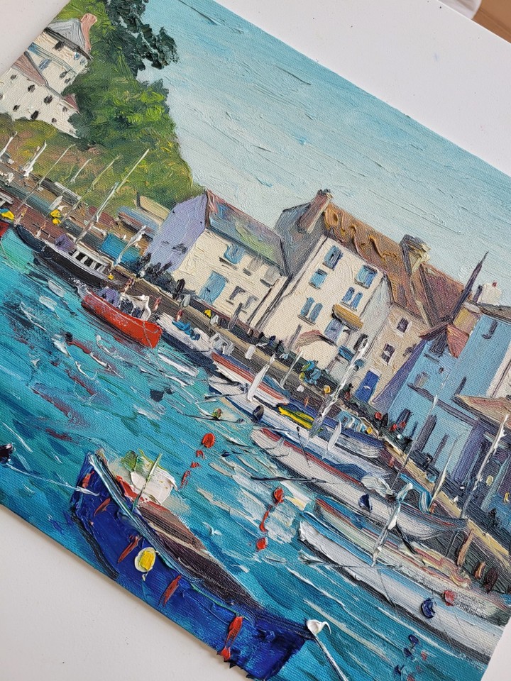 Polperro Harbour Cornwall, oil painting | eBay