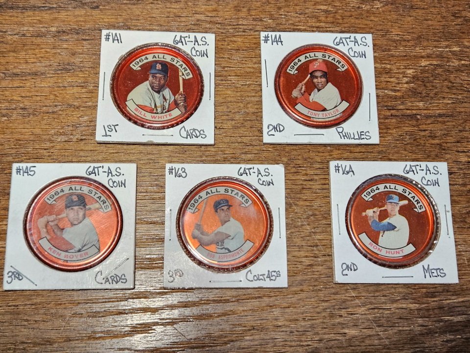 1964 TOPPS (ALL-STAR) COIN LOT-(25) Diff. STARS Incl-BOYER,GROAT,PINSON ...
