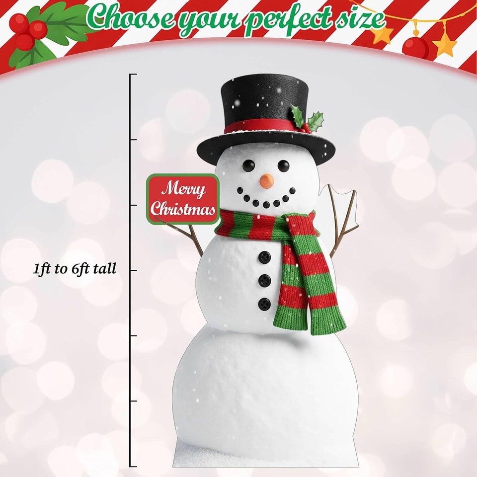 Snowman Christmas Cardboard Cutouts, 4mm Corrugated Plastic Standee ...