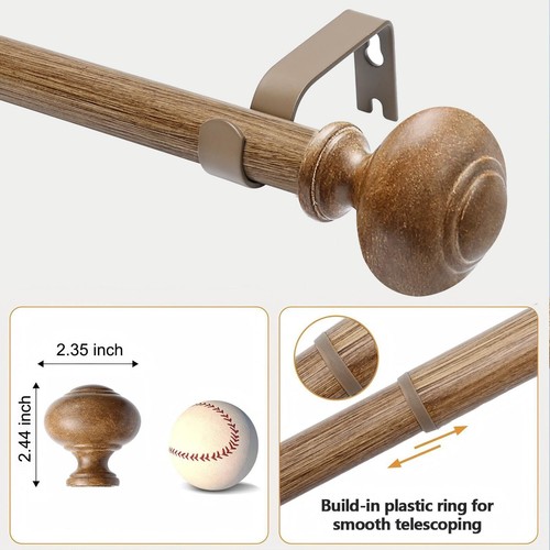 Wood Curtain Rods for Windows 72 to 144 Inch6-12ft1 Inch Heavy Duty ...