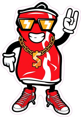 Pop Can Pimp w/Gold Dollar Sign ChainBumper Sticker Window Decal ...