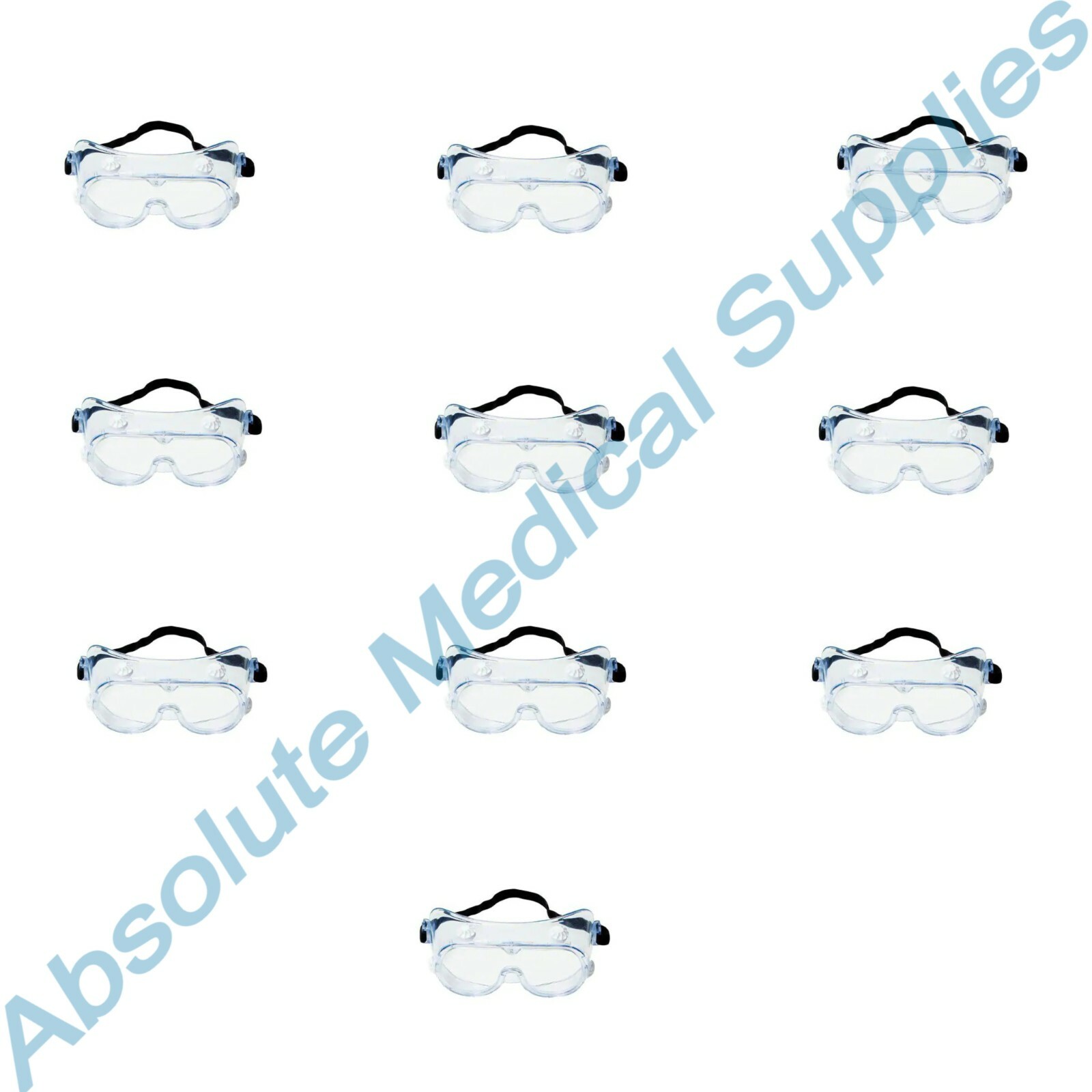 *10-Pack* 3M Chemical Splash Clear Anti-Fog Protective Lens Eyewear ...