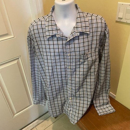 Tilley Shirt Mens 2XL Button Up long Sleeve Blue Plaid Lightweight ...