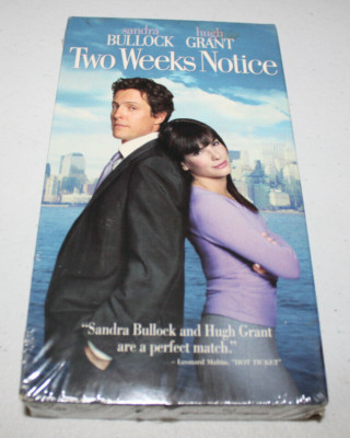 Two Weeks Notice (New Sealed VHS 2003) Sandra Bullock, Hugh Grant ...