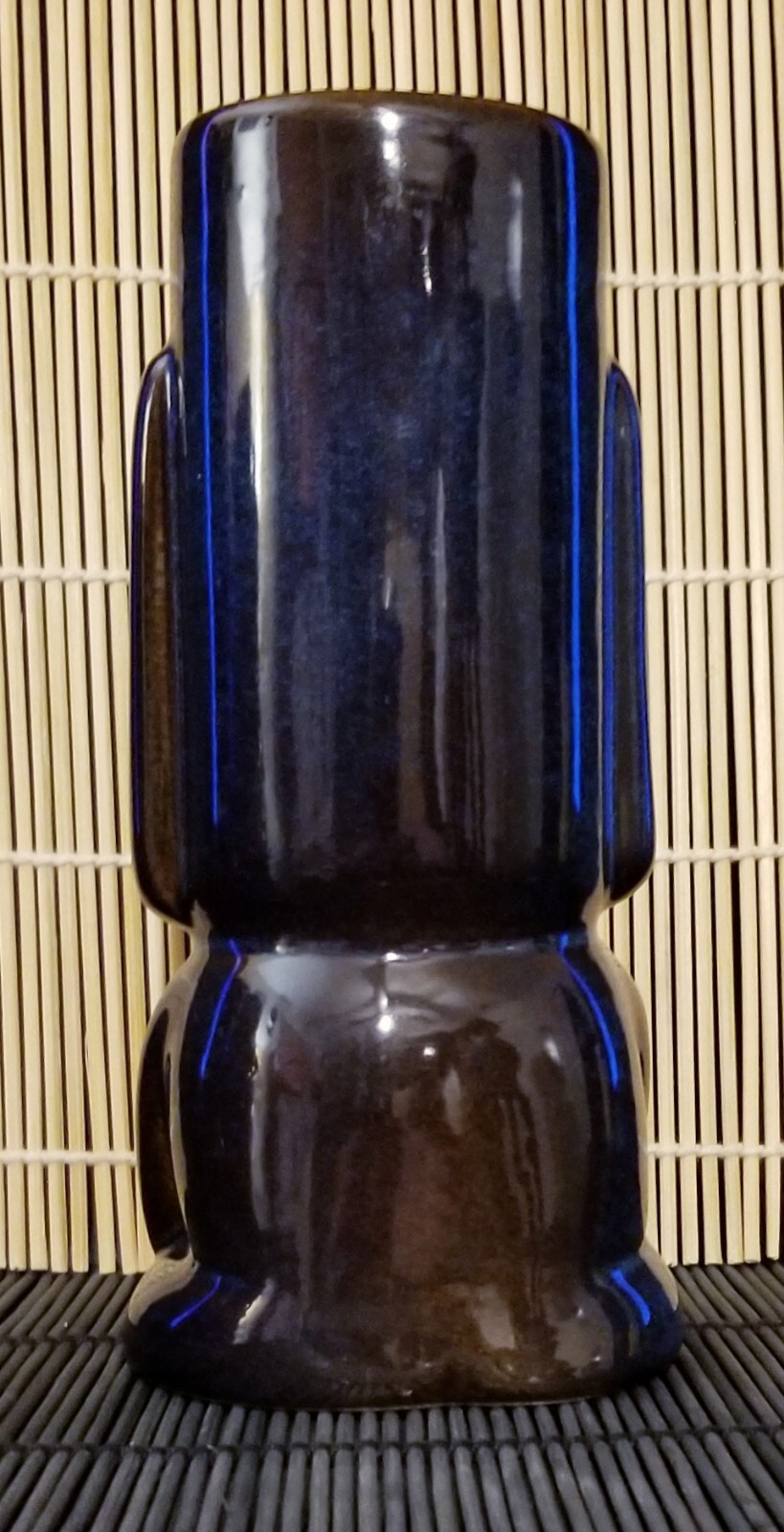 TIKI FARM TANGATA MOAI Tiki Mug MARCUS PIZUTTI DESIGN Blue Over Brown ...