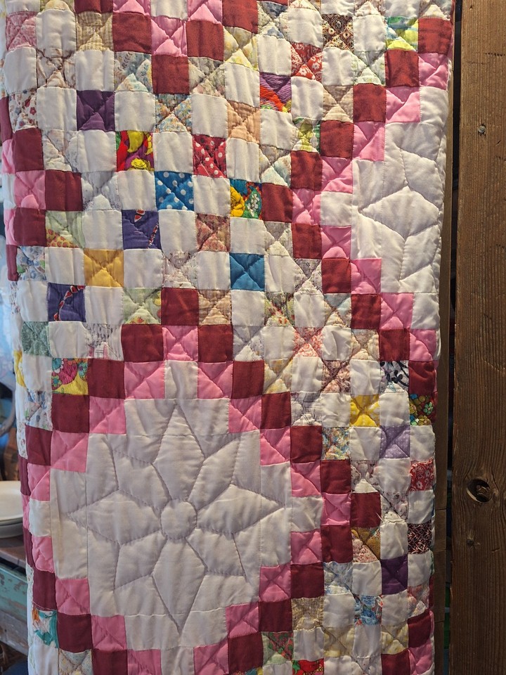 1900's Vintage Quilt, Hand Stitched/ Hand Made. Irish Chain Large 94" x ...