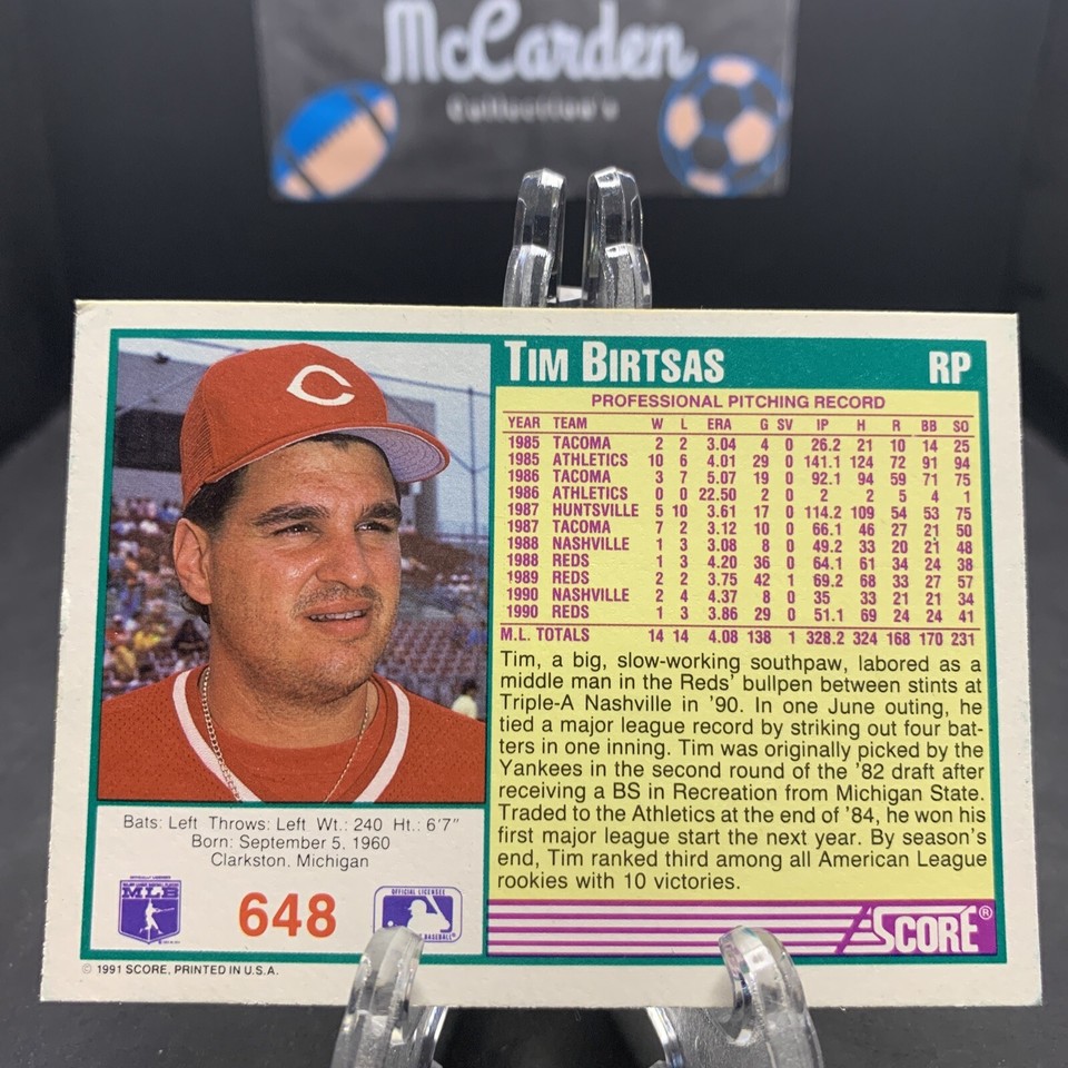1991 Score Tim Birtsas #648 Cincinnati Reds | eBay