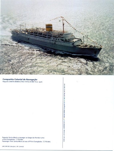 Portuguese passenger liner S.S. SANTA MARIA (1953-1973) - One postcard ...