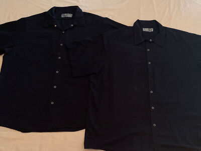 Lot of 2 Aramark Short Sleeve Navy Blue Work Shirts Size 2XLR & 1XLR ...