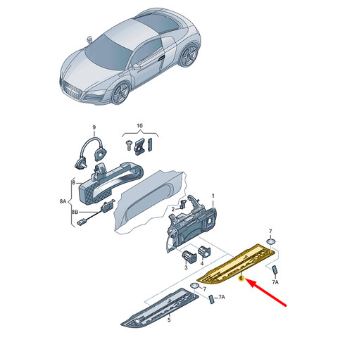 NEW AUDI R8 42 FRONT LEFT DOOR HANDLE TRIM PLATE RHD 424837239CGRU | eBay