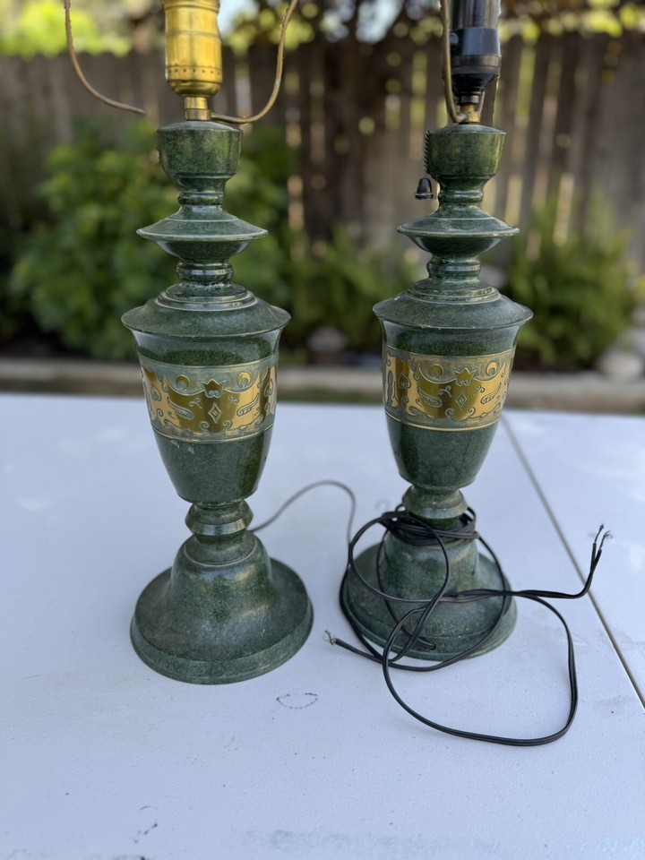 Vintage Japanese Lamps (pair) Brass Etched | eBay