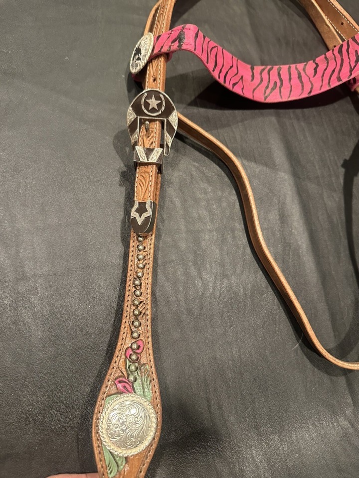 Leather Browband Headstall Texas Star Buckle Sets Trophy Conchos | eBay