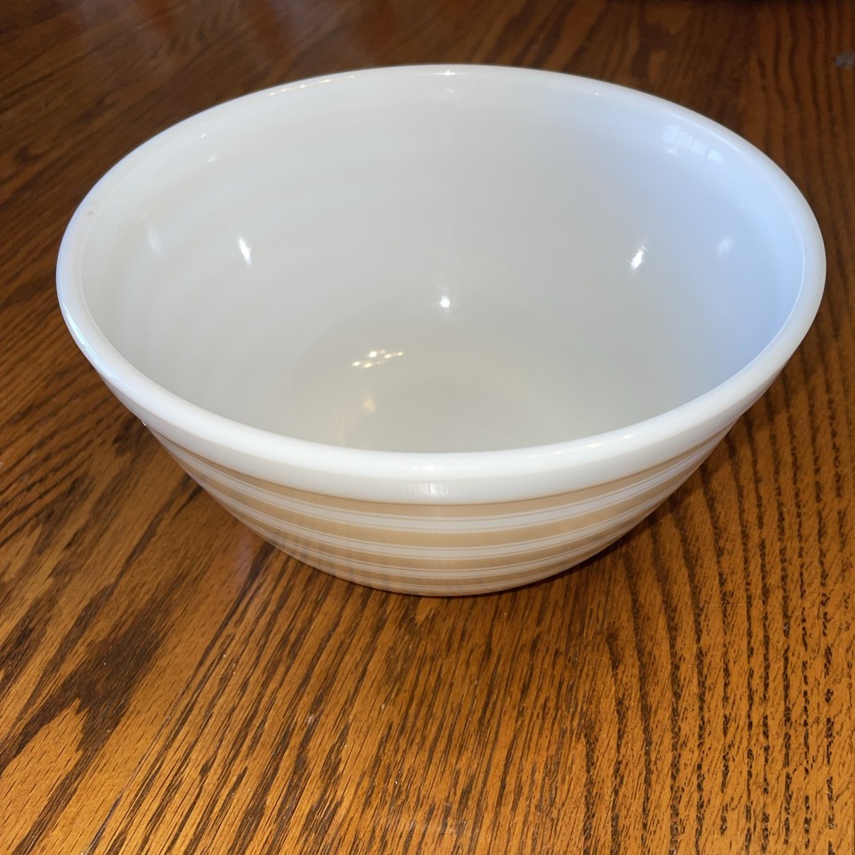 VINTAGE STRIPED PYREX SANDALWOOD BOWL 1 1/2 QUART NO.402 MCM GREAT ...