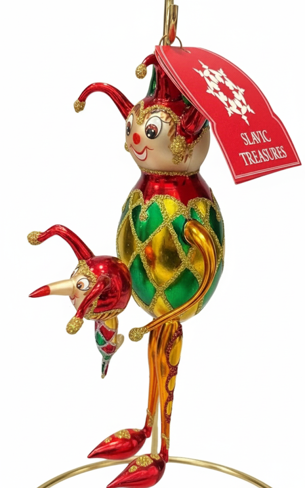 Slavic Treasures “Jester & Lester” Hand Blown Glass Christmas Ornament ...