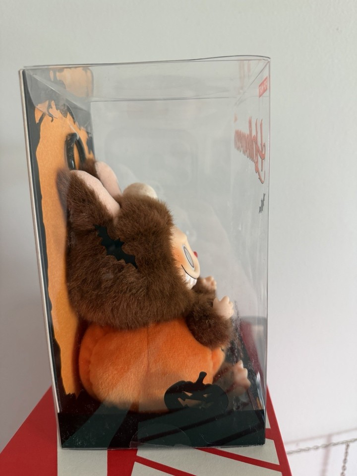 Authentic POPMART Labubu Happy Halloween Sitting Pumpkin Plush Pendant ...