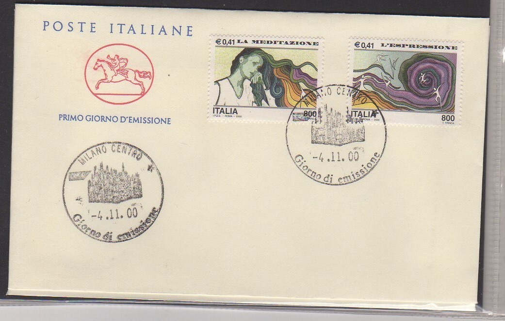 2000 Italian Republic First Day Cover Cavallino The Meditation The ...