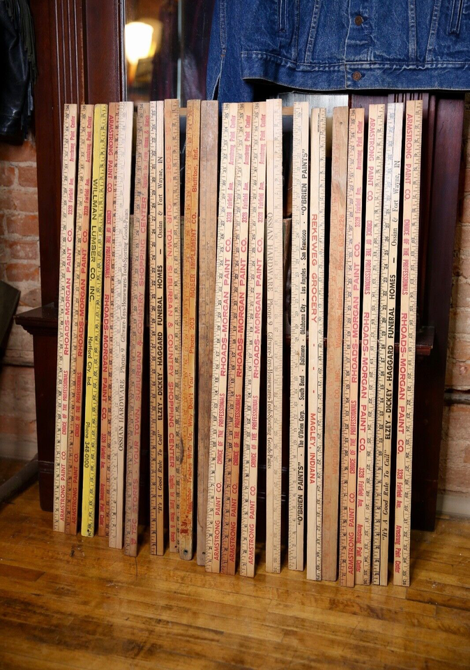 21 Antique Vintage Old Yardstick Collection wood Advertising Farm ...