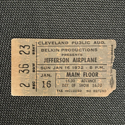 JEFFERSON AIRPLANE -CONCERT TICKET STUB, CLEVELAND, JAN 16, 1972 ...