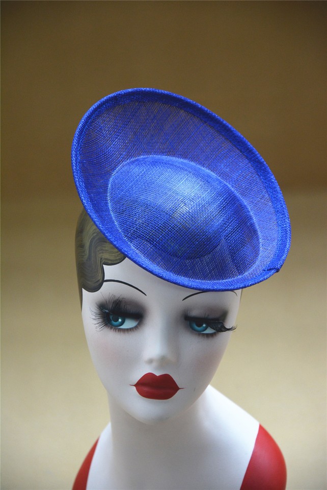 7.9" Round Saucer Sinamay Teardrop Percher Hat Fascinator Millinery ...