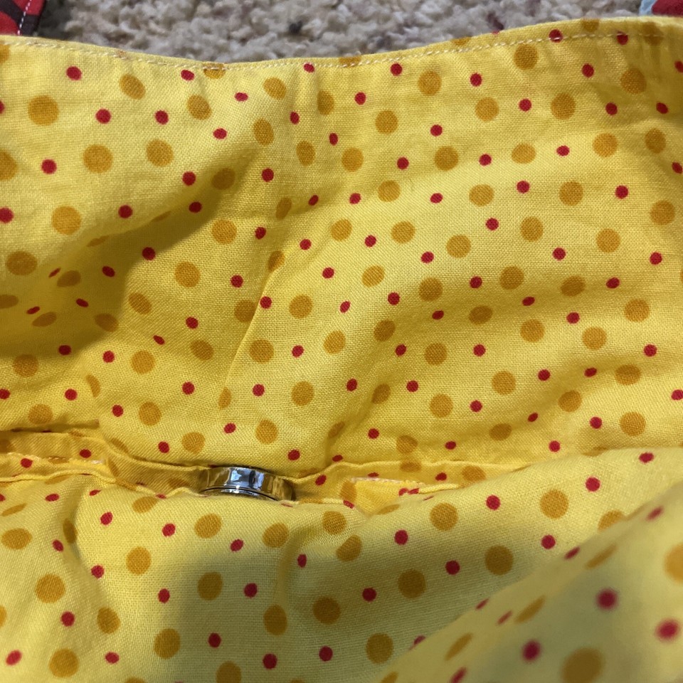HANDMADE Tote Purse Bag Brown Yellow Red FLORAL Snap Pockets | eBay