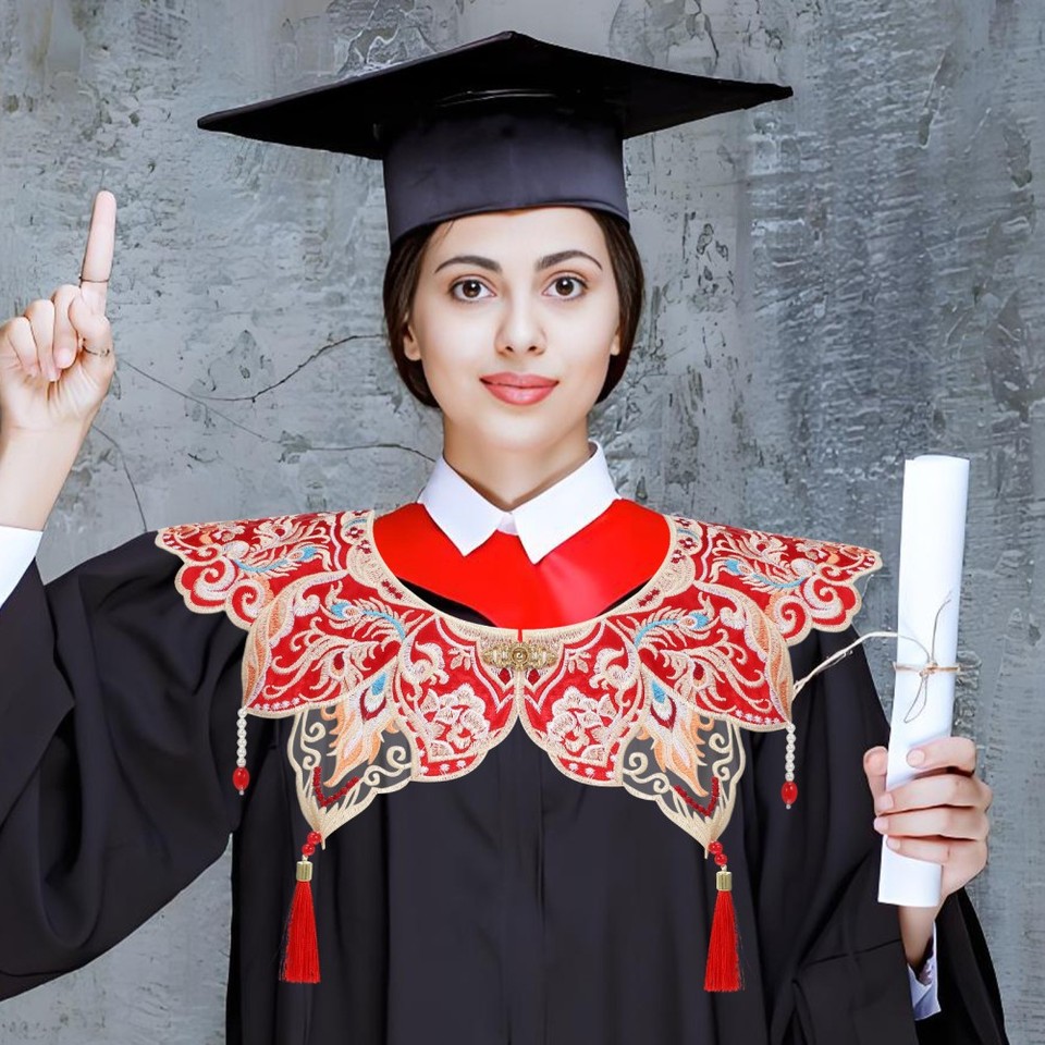 Hanfu Cape with Flowers Skirt Shoulder Scarf Graduation Gown Wrap ...