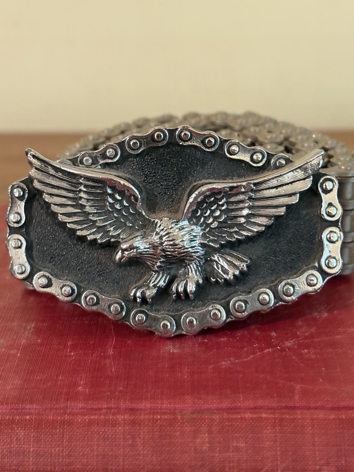 Vintage 80s Easy Rider Biker Rocker Style Motorcycle Chain Belt w Eagle ...