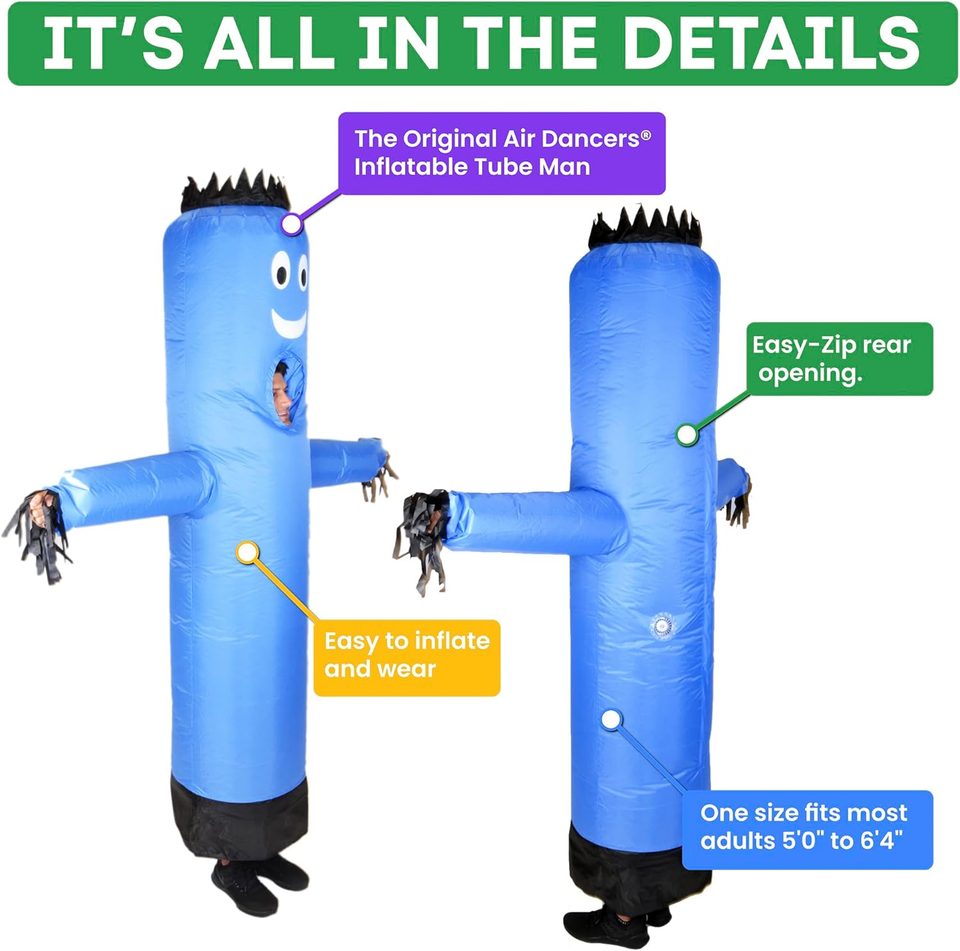 Inflatable Tube Man Costume - Wacky Wavy Arm Guy Funny Inflatable ...
