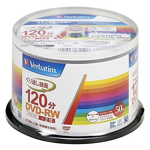 Verbatim Blank DVD Disc DVD-RW CPRM 4.7GB 50 Discs 1-2x White Label ...
