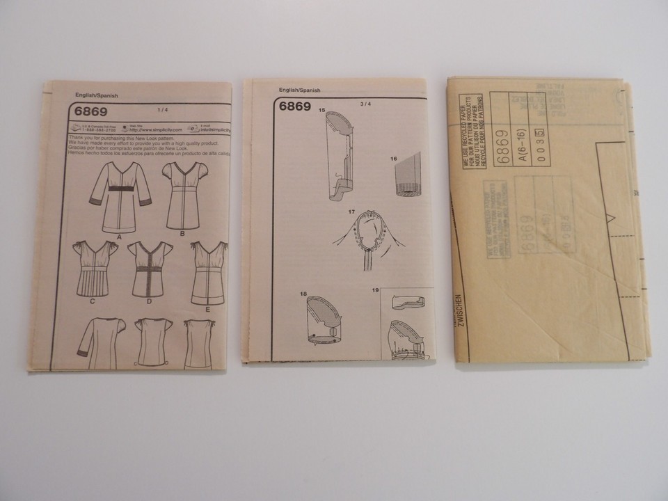 New Look 6869 Tops & Pullover 6 - 16 UNCUT Sewing Pattern | eBay