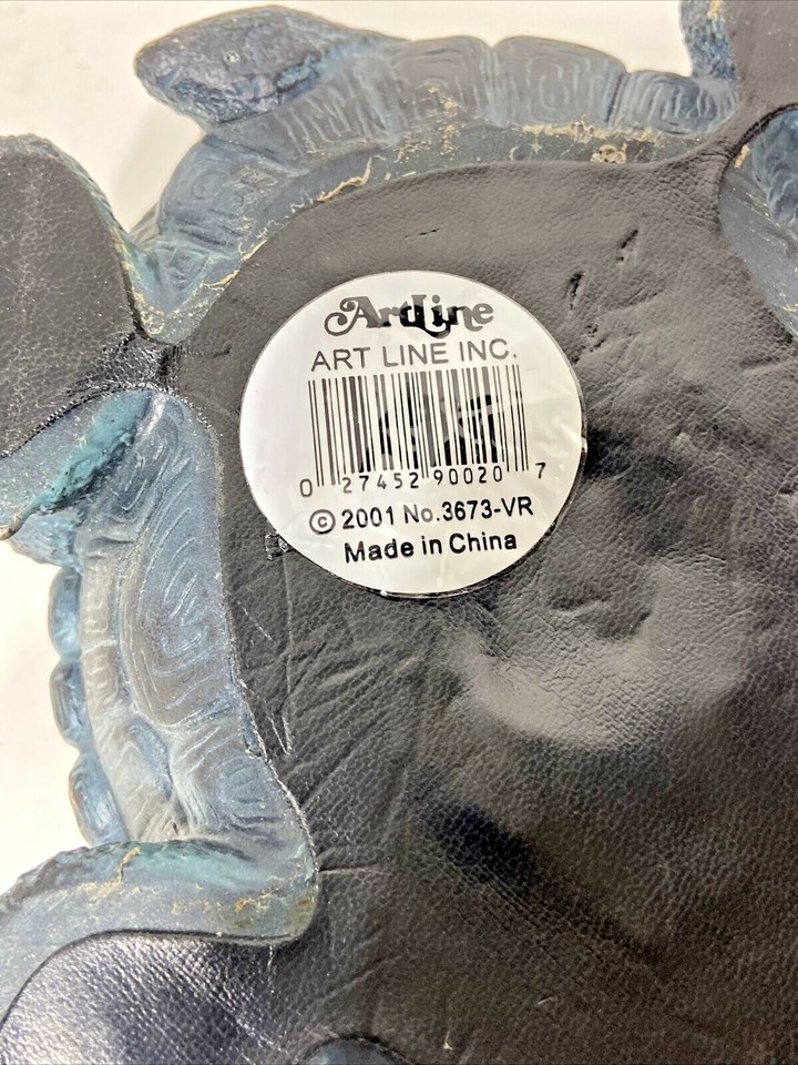 Tortoise Figurine by Art Line Inc. Dark Green s/Copper Accents | eBay