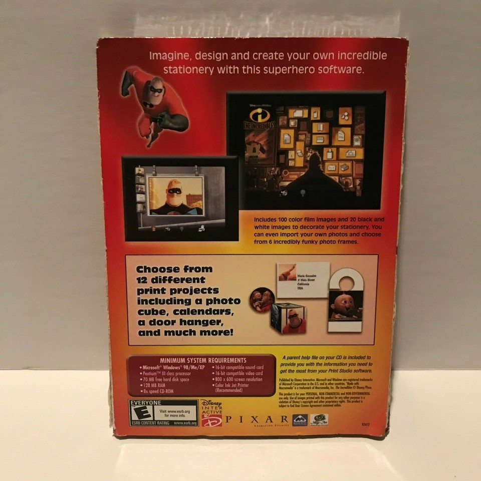 The Incredibles PC-CD ROM Print Studio by Pixar NEW! (2006, CD-ROM ...