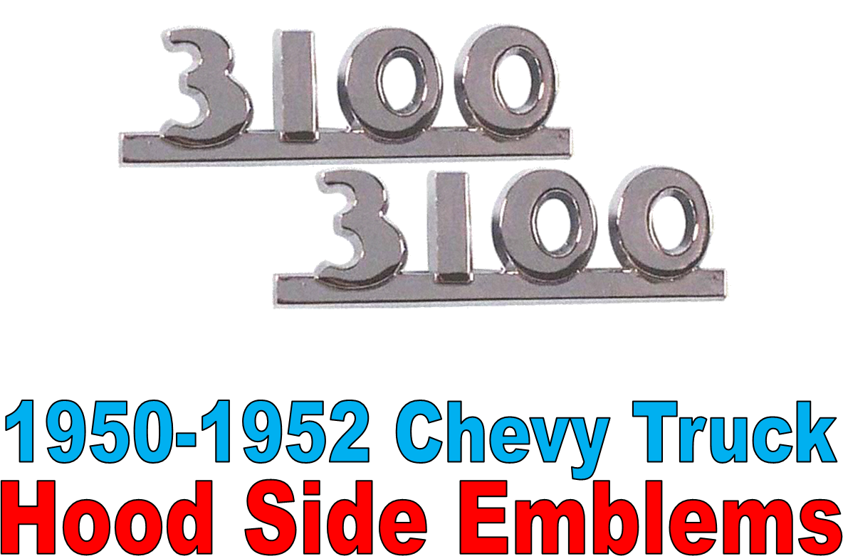 1950-1952 Chevy Pickup Truck Hood Side Emblems Chrome Brand New 3100 ...