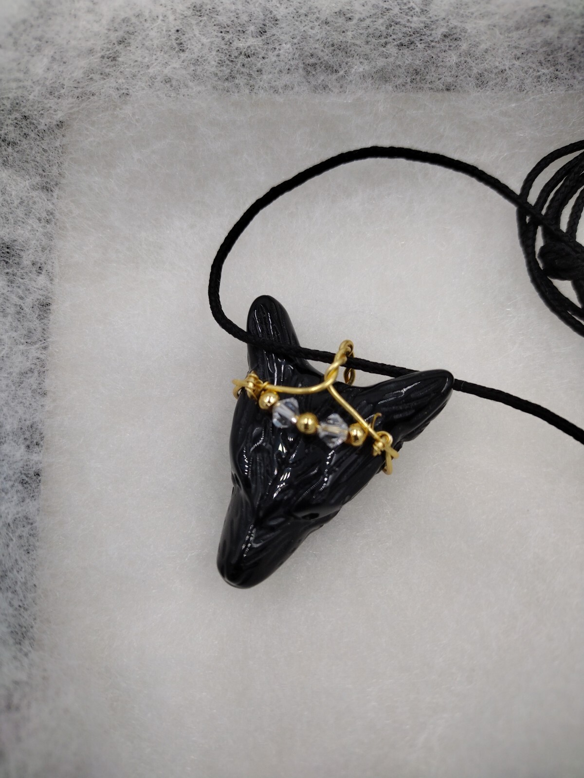 22732 Wire-Wrapped Wolf Head Obsidian Gemstone nickel-free Swarovski ...