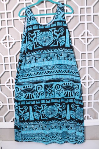 Jostar Dress Womens M Blue Black Tank USA Made Slinky A Line Stretchy ...