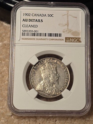 CANADA 1902 50 Cents 50c NGC AU Cleaned First Year of Issue Canadian ...