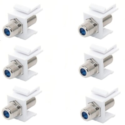 6 Pack F 3GHz Keystone F-81 Coax Jack Snap-In Cable TV Coupler ...