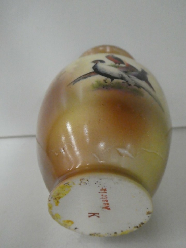 AUSTRIAN PORCELAIN POTTERY PHEASANT BIRDS DECORATIVE POSY MANTLE POSY ...