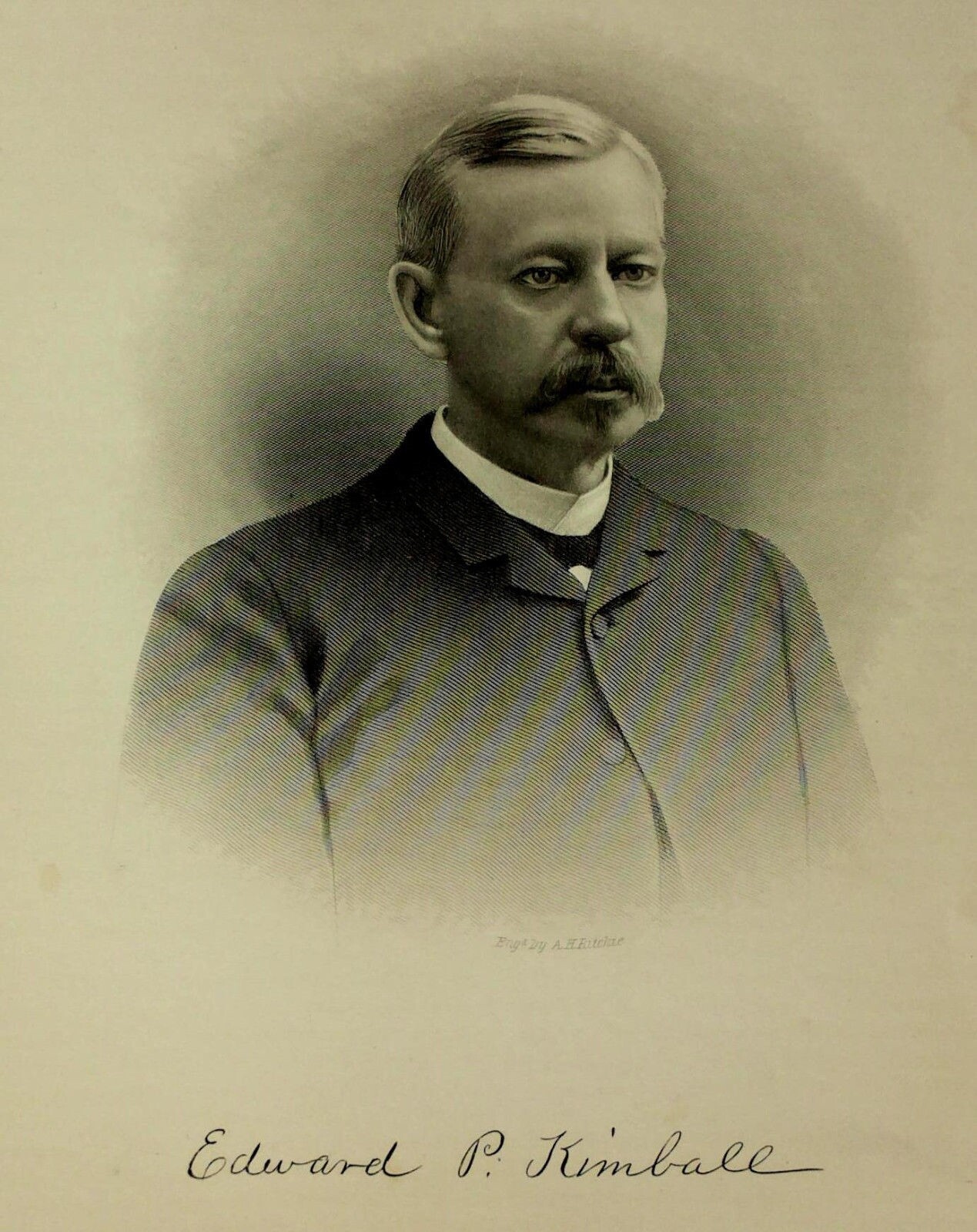 1888 Engraving EDWARD P. KIMBALL Essex County Ipswich Ma. Genealogy ...
