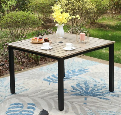 Outdoor Square Patio Dining Table for 4 Person w/ Umbrella Hole Heavy ...