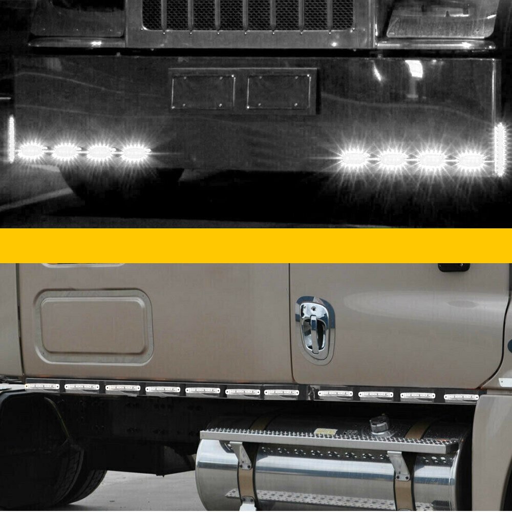 10PCS White LED Side Marker Indicator Light Strip Truck Trailer ...