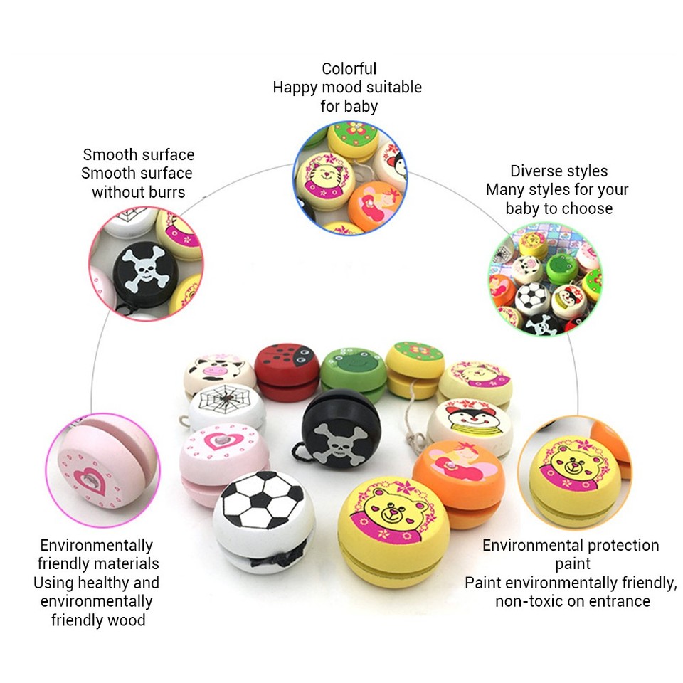 Wooden Yo Yo Toy Cartoon Animal Yo Yo Balls For Kids Birthday Party ...