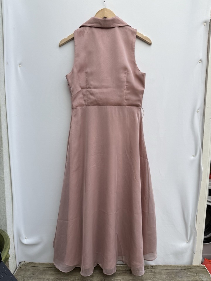 Coast Wrap Front Chiffon Dress Pink Sleeveless Collar Occasion Party ...