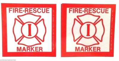 FIRE RESCUE WINDOW MARKERS - TWO INVALID - HANDICAPPED DECALS -- A PAIR ...