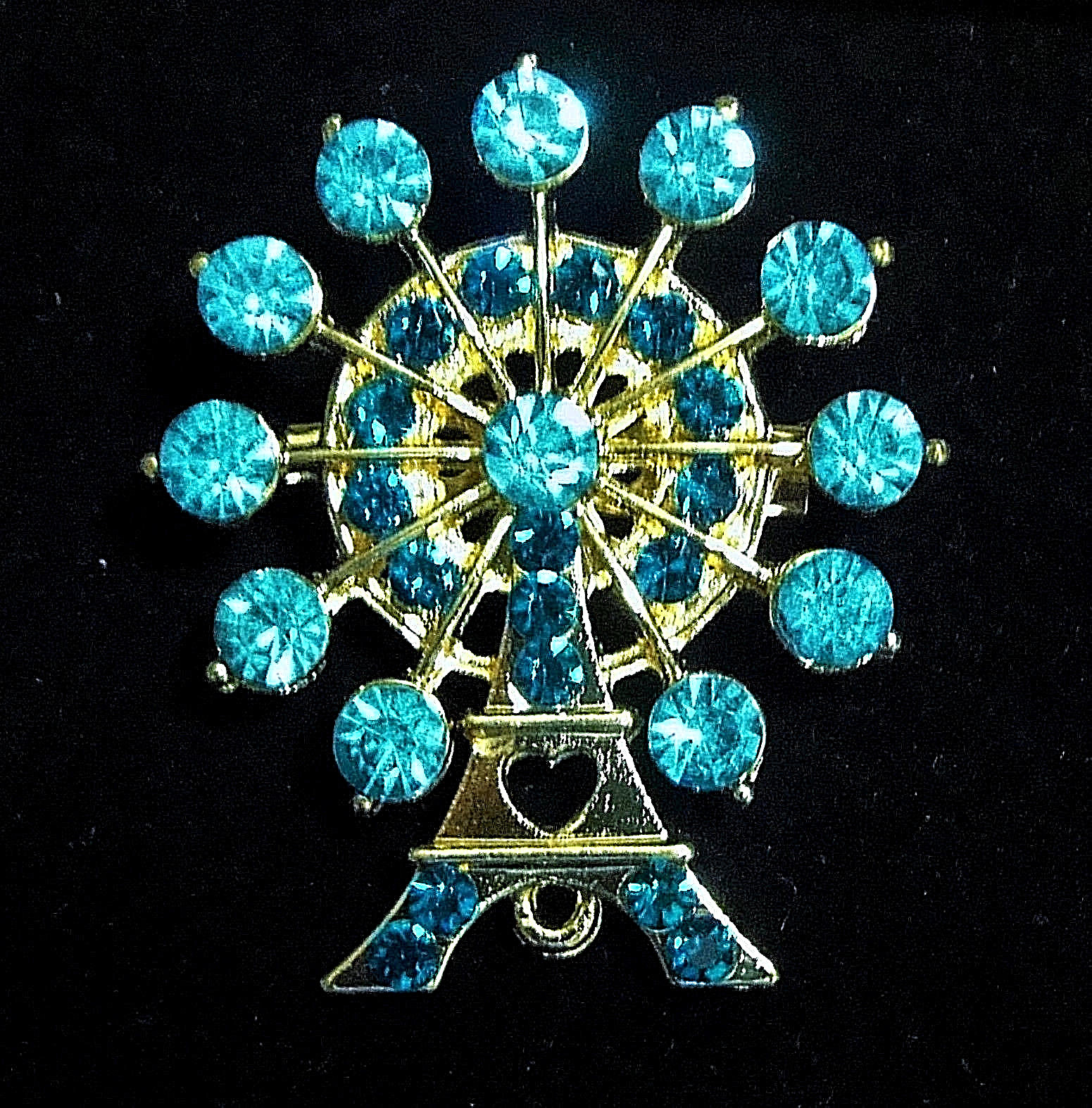 Blue FERRIS WHEEL Rhinestone CIRCUS Amusement Park Eiffel Tower ...