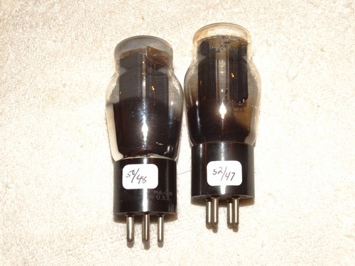 2 x #80 Raytheon Tubes*Hot Stamped *Black Plates*Hanging Filament ...