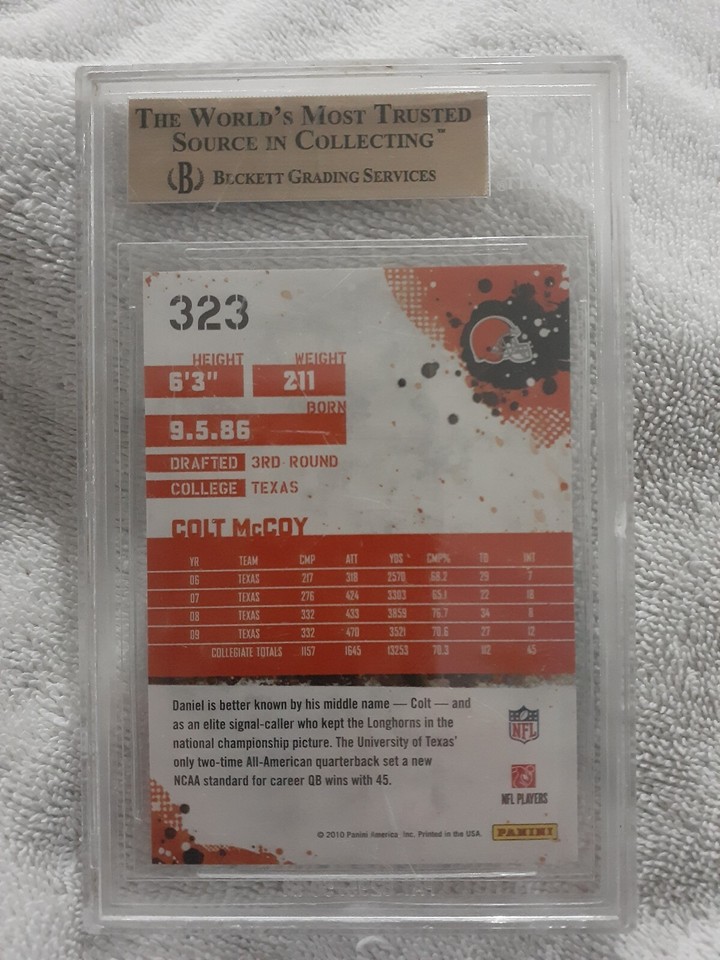 2010 Score Colt McCoy Rookie Card #323 ~ BGS Graded 9.5 Gem Mint | eBay