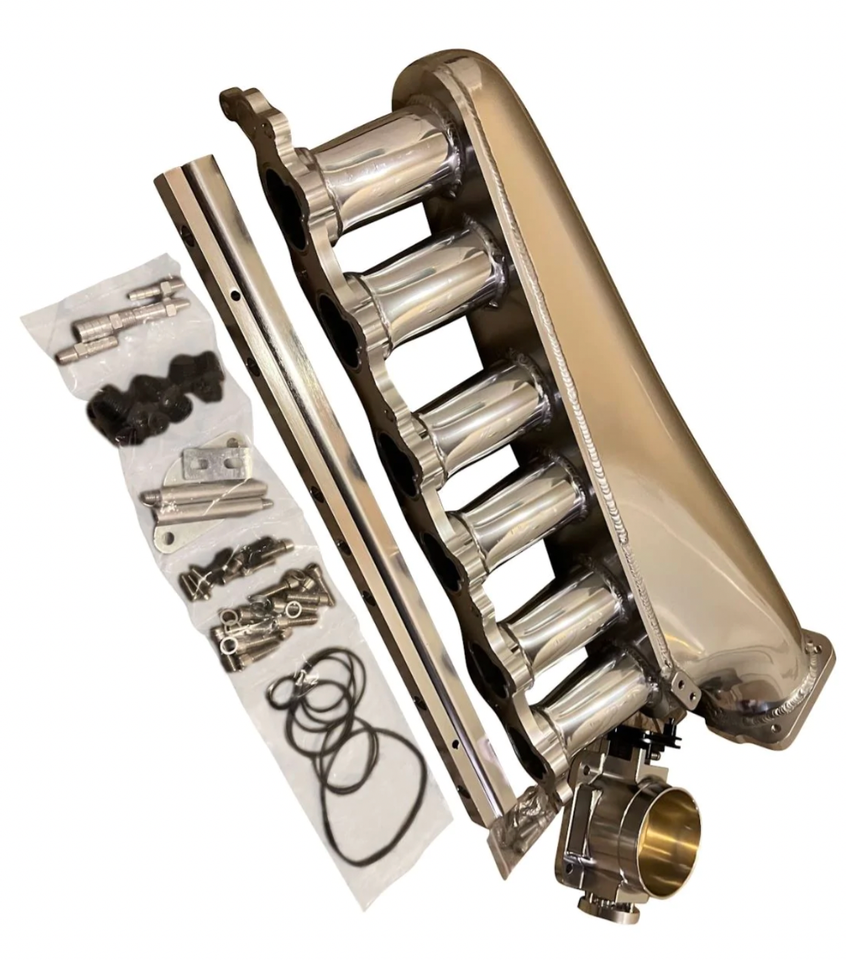 2JZ GTE Billet Intake Manifold Fuel Rail Throttle Body 90mm TB Supra 2J ...